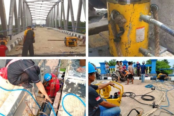 Pemasangan Bearing Pad pada Jembatan Pebayuran